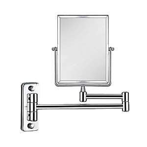 QiMH 3X Magnifying Wall Mounted Vanity Makeup Mirror | Rectangular 8x6 Inch with Extendable Arm | Polished Chrome Finish Double-Sided Swivel Mirror