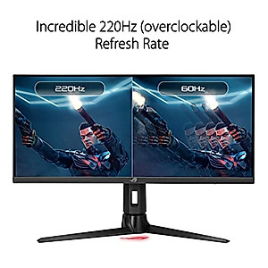 ASUS ROG Strix 29.5” 21:9 HDR Gaming -Monitor(XG309CM) - WFHD (2560 x 1080), Fast IPS, 220Hz, 1ms, Low Motion Blur Sync, G-SYNC Compatible, Tripod socket for streaming, USB Type-C,-KVM support, BLACK
