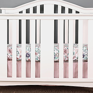 HUPO 4 PC Crib Bedding Set for Girls, Pink Nursery Crib Bedding Set GiraffeBlush Pink Flower, Crib Sets Including Crib Skirt, Crib Quilt, Crib Sheet and Diaper Stacker, Deer-pink