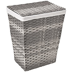 Whitmor Liner and Lid Laundry Hamper, Gray Wash