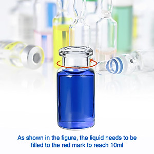 100 Pack 10ml Glass Vials, Clear Glass Headspace Vials with Plastic-Aluminum Flip Off Caps and Rubber Stoppers, 20mm Transparent Flat Bottom Lab Vial