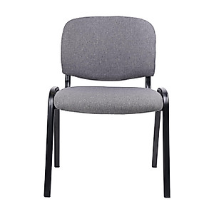 CLATINA Set of 5 Pack Waiting Room Chairs Fabric Grey Stackable Chairs Metal Frame with Thickened Seat Back Cushion for Waiting Conference Room Guest Chairs