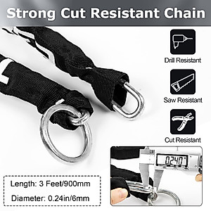 Titanker Bike Chain Lock with U Lock, 3 Feet Bicycle Chain Locks with 2 Keys, 6mm Thick Chain Lock with 14mm Thick Heavy Duty U Lock Anti-Theft Bike Lock for Bicycles, Motorbikes, Mopeds, Scooters