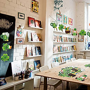 40 Pieces St Patricks Decorations, Shamrock Cutouts Leprechaun Beer Gold Coins Lucky Irish Saint Patrick Ornaments with 40 Pieces Glue Point Dots for Bulletin Board Classroom Supplies Favors