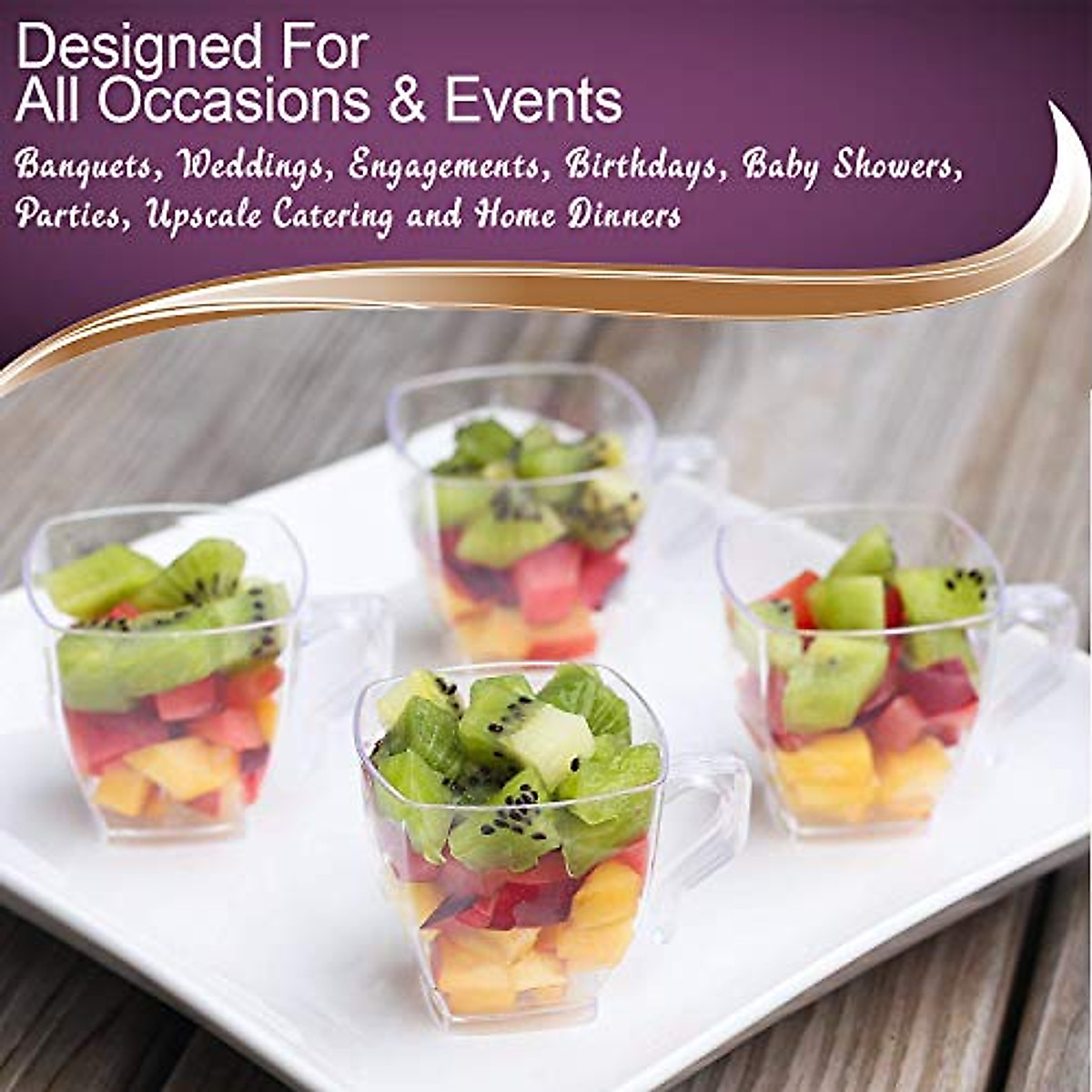 Disposable Coffee Cups - 240 Pcs Plastic Tea Cups - 2 oz Hard Plastic Clear Coffee Mugs - Drinking Tumblers - Bulk Tea Party Glass Set for Wedding, Christmas, Birthday Parties & All Occasions