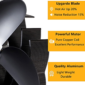 YENPOZIKA Wood Stove Fan 4 Blades for Wood/Log Burner/Fireplace Silent Operation
