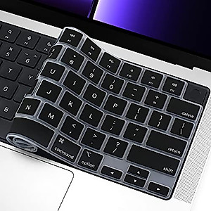 ProElife Keyboard Cover Skin for 2023 MacBook Air 15 inch M2 A2941 / MacBook Pro 14 16 inch M3 M2 Pro/Max A2918 A2992 A2991 A2779 A2780 US Enter (ANSI) Silicon Keyboard Protector Accessory (Black)