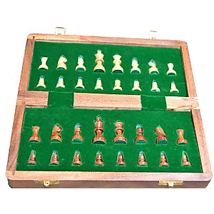 ChessBazar 10x10” Chess Set Chess Set with Bag - Folding Standard Magnetic Travel Chess Board Game Handmade in Fine Rosewood with Storage for Chessmen