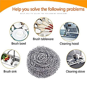 Dr.WOW 6 Pack Stainless Steel Sponges，Extra Large Magic Sponge Pad,Steel Wool Scrubber for Kitchens, Bathroom, Floor Cleaning