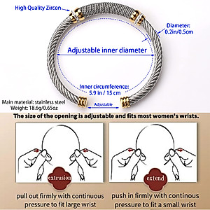 Dorriss Cable Bracelets for Women Thin Open Bangle Stainless Steel Personalized Elastic Adjustable Bangle Jewelry With Gift Box