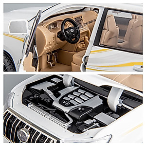 WAKAKAC 1/18 Scale Prado Die-cast Model Car, Alloy Metal Pull Back Collectible Vehicles Toys with Sound and Light Car for Kids and Adults Gifts(White)