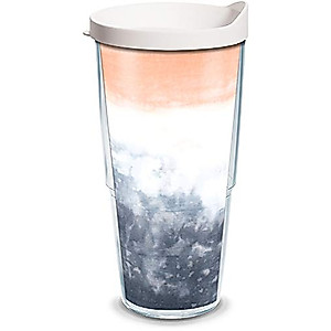 Tervis Black and Coral Tie Dye Insulated Tumbler with Wrap and White Lid, 24oz, Clear
