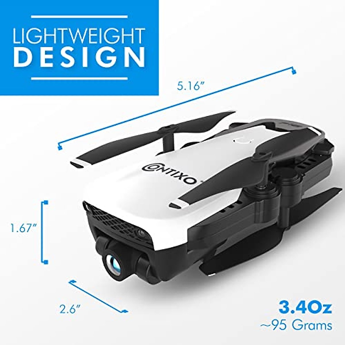 Contixo F16 FPV Drone with Camera for Kids - 2.4G RC Quadcopter Drones for Kids and Beginners with 6-Axis Gyro, 1080P HD Camera, Follow Me Mode, Gesture Control, Headless Mode, WiFi, 2 Batteries