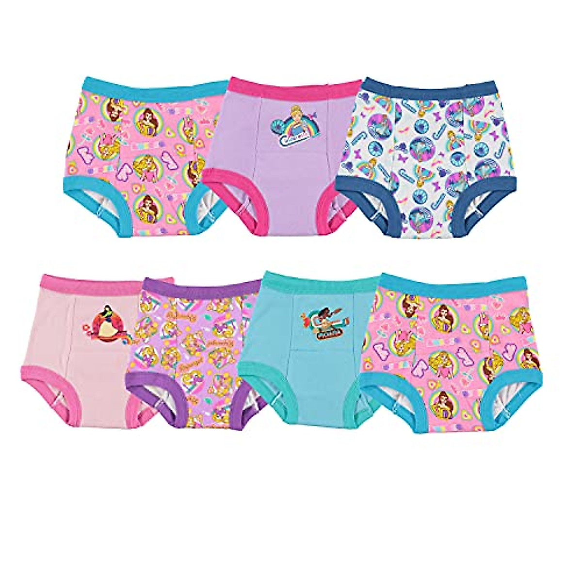 Disney Girls Princess Potty Pant Starter Kit Includes Stickers & Tracking Chart Sizes 2t, 3t, 4t Baby And Toddler Training Underwear, 7-pack Training Pant, 2T US