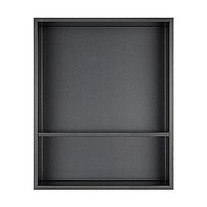 NAVNKA Shower Niche, 16"x20" No Tile Needed, The Insert Storage Rectangle Double Shower Shelf is Easy to Install, Stainless Steel, Black Grey