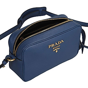 Prada Royal Blue Vitello Phenix Leather Shoulder Camera Bag 1BH103