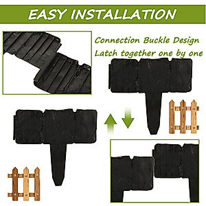 CYEAH Garden Edging Set of 20, 16 Ft Landscape Edging, Flower Bed Edging, DIY Plastic Fencing, Mitation Stone Effect Garden Borders for Lawn, Walkway