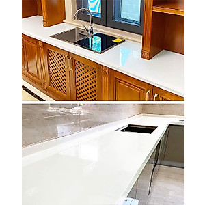 118"X15.7"Contact Paper White Contact Paper for Countertops Glossy White Peel and Stick Wallpaper Decorative Kitchen Cabinets Shelf Drawer Liner Self-Adhesive Watertproof Removable Vinyl Film Paper