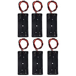 LAMPVPATH (Pack of 6) AAA Battery Holder, 2 X 1.5V AAA Battery Holder with Leads, AAA Battery Holder with Wires