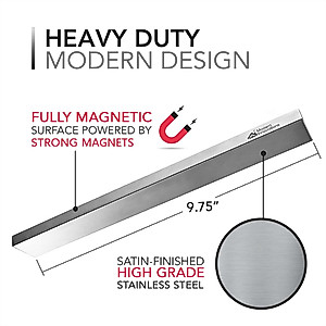 Modern Innovations 10 Inch Magnetic Knife Holder for Refrigerator, Magnetic Knife Holders for Fridge or Kitchen Wall No Drilling, Magnet Strips for Knives & Metal Utensils, Tool Rack, Stainless Steel