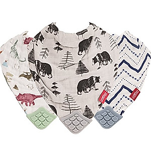 Baby Bibs - 3 Pc Muslin Bibs - Reversible 100% Natural Cotton Teething Bib - Baby Bibs For Girls And Boys, Baby Essentials