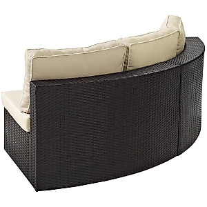 Crosley Furniture Catalina Outdoor Sectional Sofa, 3-Person Wicker Patio Couch for Deck, Backyard, Poolside, Brown