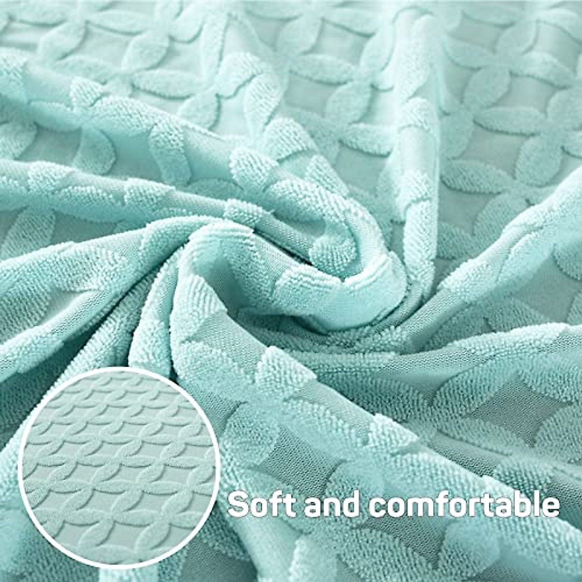 Jacquard High Stretch Sofa Slipcover, Thick Soft Sofa Slipcover Furniture Protector Washable for Living Room Pets Cat Dog-Blue-4 Seater