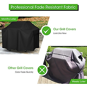 Mightify 63 Inch Grill Cover, Outdoor Gas Grill BBQ Cover Heavy Duty Waterproof and Fade Resistant Compatible with Weber Genesis 300 Series Grills, Compared to Weber 7757