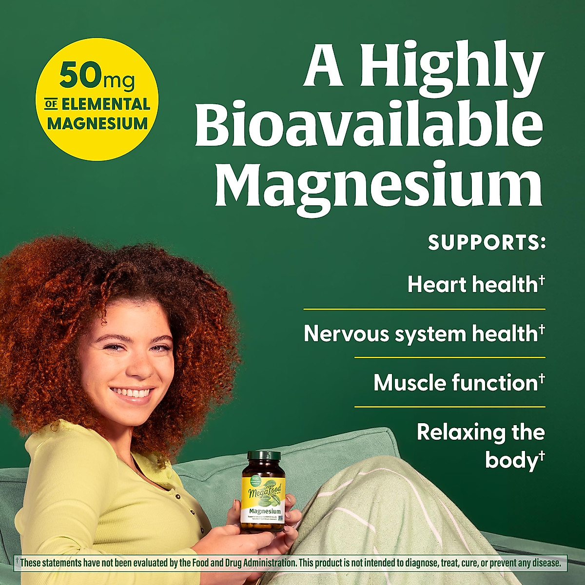 MegaFood Magnesium - Supports heart & nervous system - Magnesium Supplement with fermented Magnesium Glycinate - Vegan, Gluten-Free, Non-GMO and Kosher - Made Without 9 Food Allergens - 60 Tabs