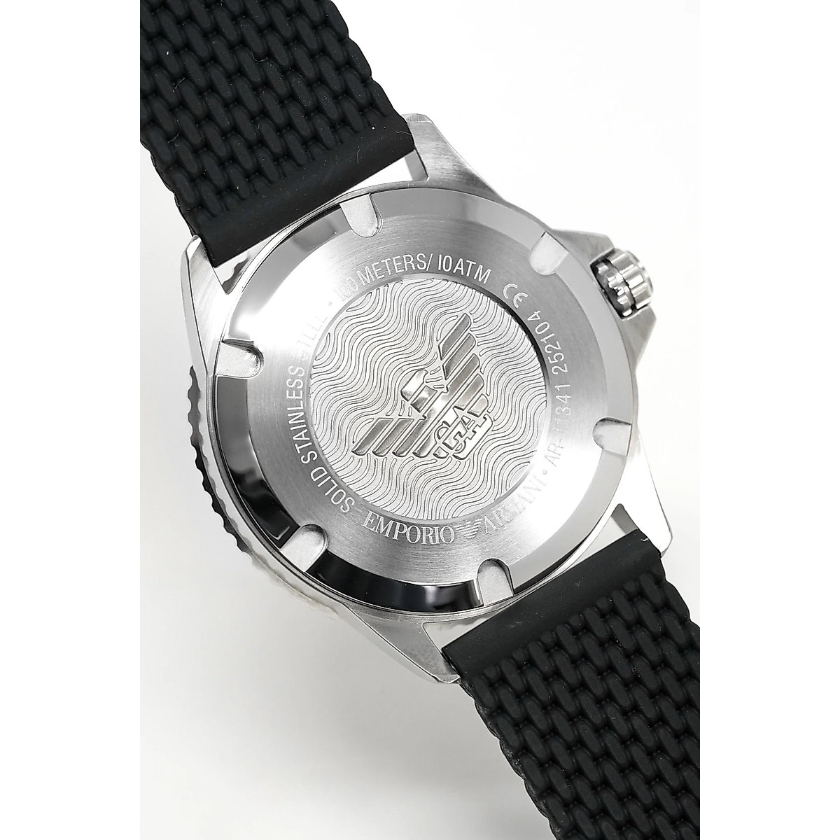 Emporio Armani Emporio Armani Three-Hand Date Black Mesh Silicone Watch (Model: AR11341)