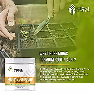 Rooting Gel for Cuttings – IBA Rooting Hormone - Cloning Gel for Strong Clones - Key to Plant Cloning - Midas Products Rooting Gel Hormone for Cuttings 4oz - for Professional and Home Based Growers (1 Pack)