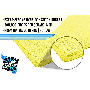 The Rag Company - All-Purpose Microfiber Terry Cleaning Towels - Commercial Grade, Highly Absorbent, Lint-Free, Streak-Free, Kitchens, Bathrooms, Offices, 300gsm, 14in x 14in, Yellow (12-Pack)