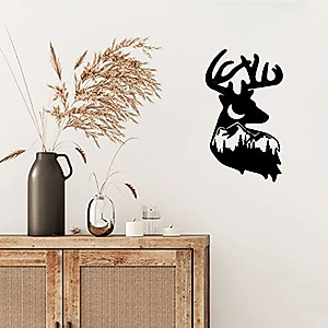 SwallowLiving 15 x 11 inch Black Metal Forest Deer Wall Decor Hill Cabin Lodge Wildlife Deer Silhouette Natural Themed Art