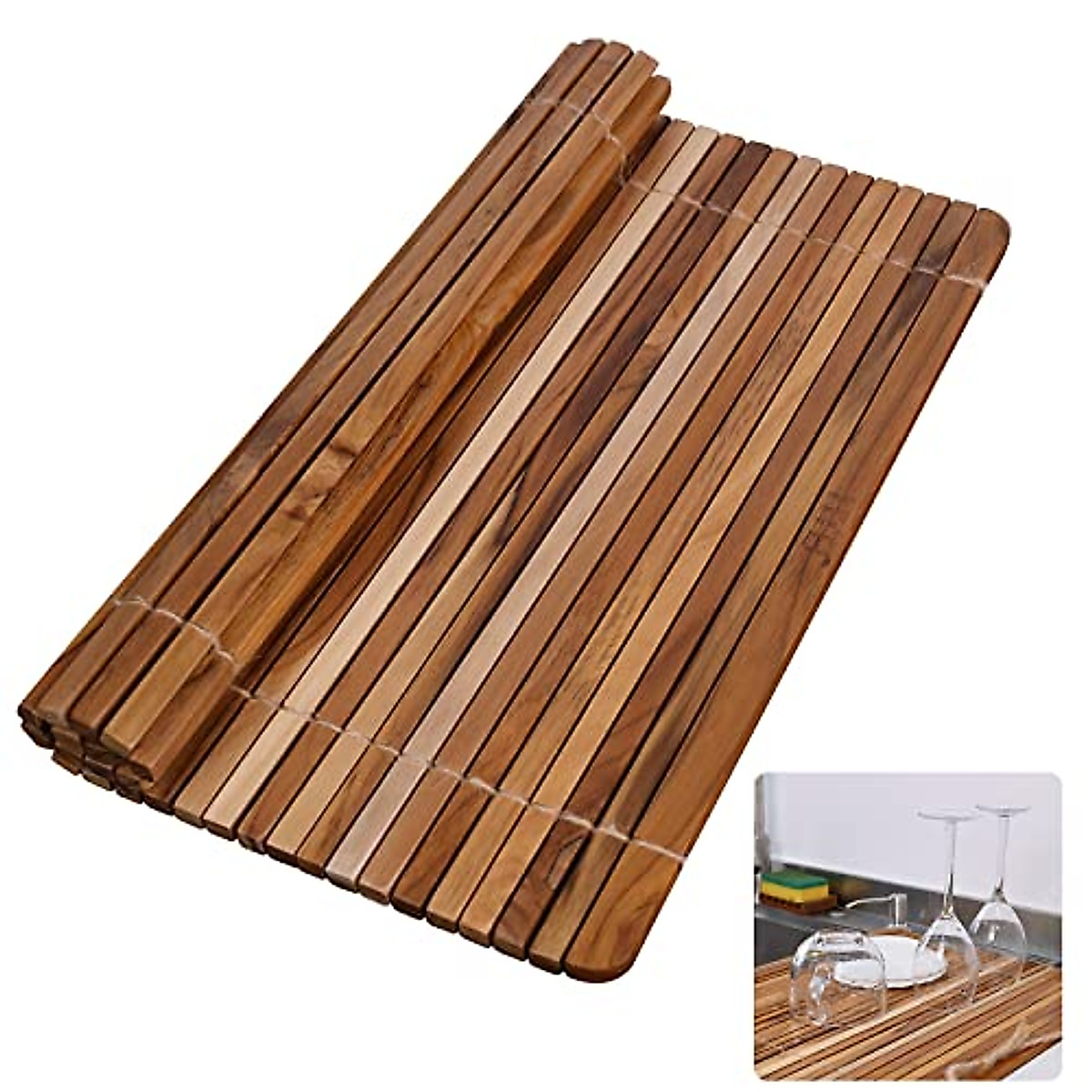 HTB Teak Dish Drying Rack & Dish Scrub Brush