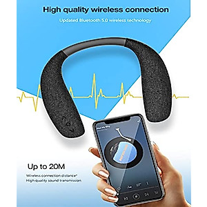 VANPEUSO Neckband Bluetooth Speaker, Bluetooth 5.0, Built-in mic, 10H Playtime, Portable Wireless Wearable Speaker, True 3D Stereo Surround Sound, Ideal for Home&Outdoors