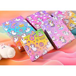Sikiweiter Unicorn Wrapping Paper - Unicorn Wrapping Paper Birthday Girl, 8 Sheets Princess Wrapping Paper, 19.7 x 27.6 Inches Per Sheet