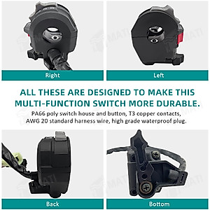 M MATI Left Handlebar Switch Control Engine Start Run Off Headlight for Yamaha YFM Big Bear 250/400 Grizzly 350/400/660 Kodiak 400/450 Wolverine 350/450 Raptor 350/660 Bruin 250/350 5LP-83973-01-00