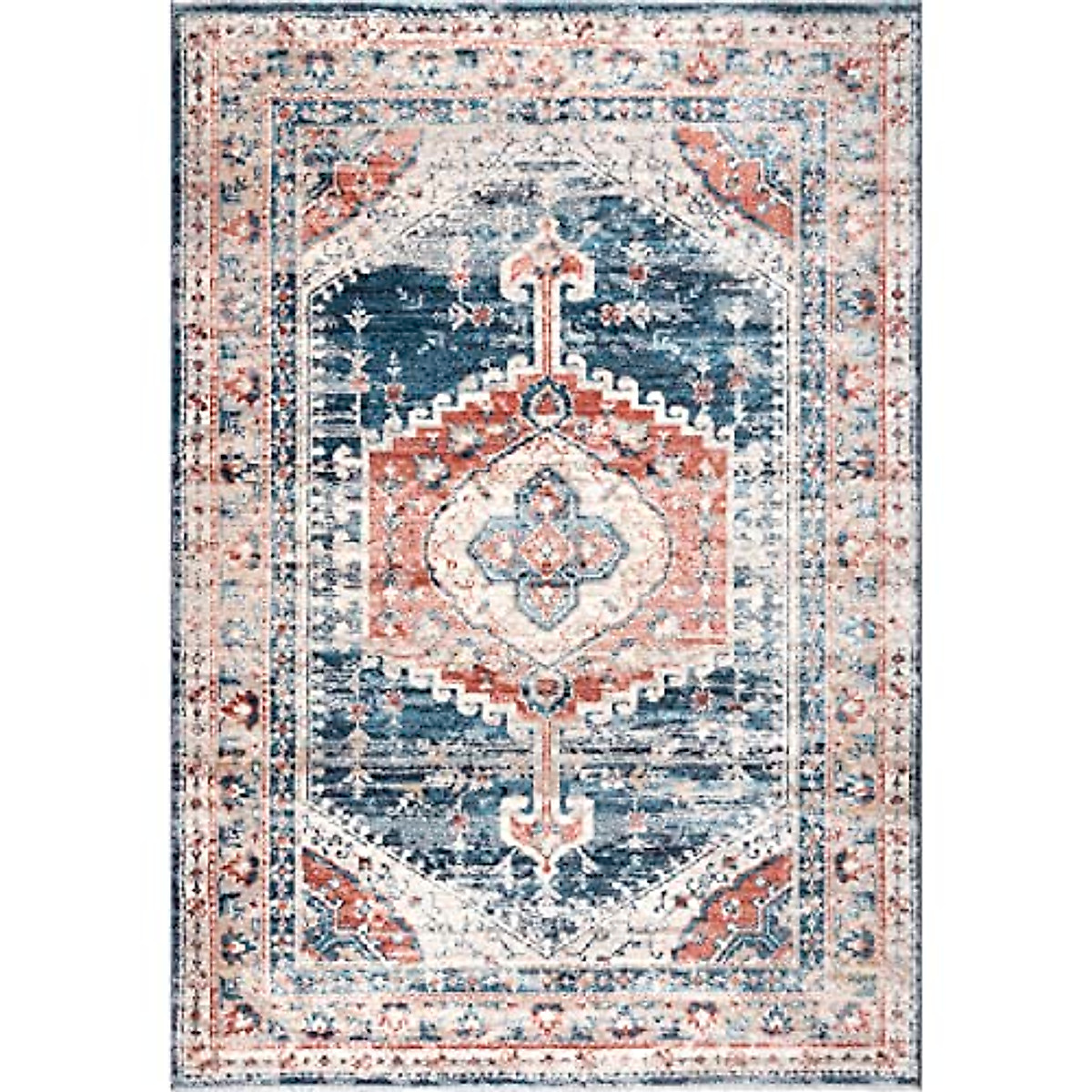 nuLOOM Harley Faded Medallion Area Rug, 6' 7" x 9', Blue