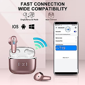 Wireless Earbuds, Bluetooth Earbuds with 4 HD Mic, 2023 Light Weight in-Ear Bluetooth 5.3 Headphones, 40Hrs Playtime Ear Buds with LED Charging Case/IP7 Waterproof/Sport Earphones for Android iOS