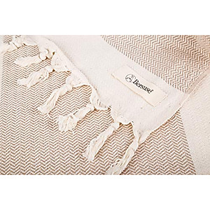 Bersuse 100% Cotton Aspendos XL Throw Blanket Turkish Towel - 60x90 Inches, Black-Grey-Beige