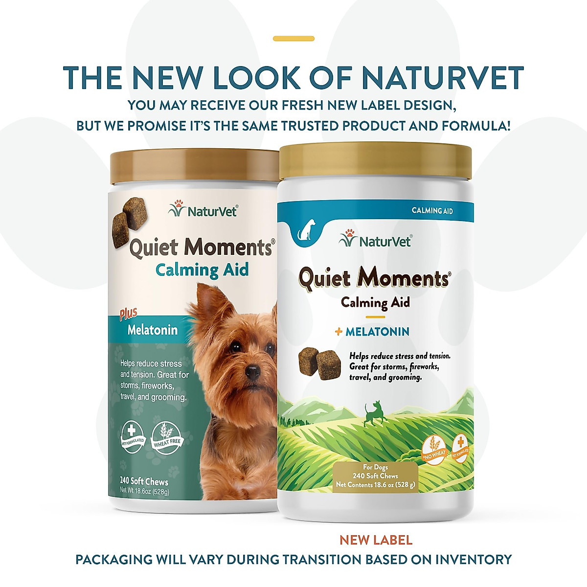 NaturVet Quiet Moments Calming Aid Melatonin Dog Supplement – Helps Reduce Stress in Dogs – for Pet Storm Anxiety, Fireworks, Motion Sickness, Grooming, Separation, Travel – 240 Ct. Chews