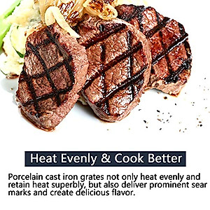 Hongso 17 3/8" Porcelain Polished Cast Iron Cooking Grates Replacement for Broil-Mate, Broil King 9625-67, 9625-84, Baron 320, Baron 340, Baron 440, Huntington and Sterling, PCB005, 4Pcs