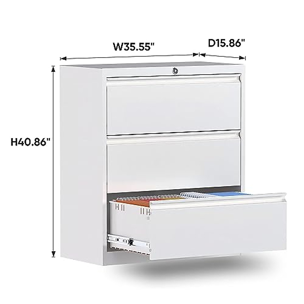 SUXXAN Metal Lateral Filing Cabinet with 3 Drawer,Locking Home Office Steel Files Cabinet with Letter/Legal Size,Anti-tilt Structure,Assembly Required(15.86" D x 35.55" W x 40.86" H)