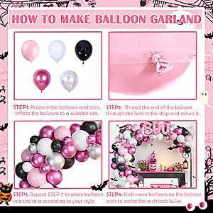 Fiesec Pink Halloween Balloon Garland Arch Kit, Halloween Themed Party Decorations with BOO Foil Balloons Spider Web Bat Ghost, Happy Boo Day Halloween Indoor Outdoor Yard Home Room Décor