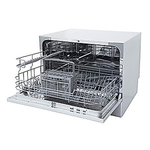 SPT SD-2213W ENERGY STAR Compact Countertop Dishwasher - Portable Dishwasher with Stainless Steel Interior and 6 Place Settings Rack Silverware Basket for Apartment Office And Home Kitchen, White