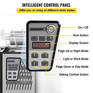 VEVOR Commercial Slushy Machine, 3L/0.8 Gallons Food-Grade PC Tank, 290W 110V, Stainless Steel Smoothie Frozen Drink Maker, Slushie Machine for Supermarkets Cafes Restaurants Bars, Black