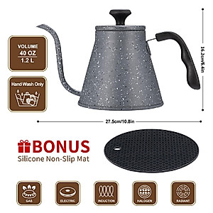 KOTEFFR Gooseneck Kettle for All Stovetops - 40oz/1.2L Coffee Kettle with Optimal Spout and Built-In Thermometer Pour Over Kettle with Premium Food Grade Stainless Steel for Health Protection