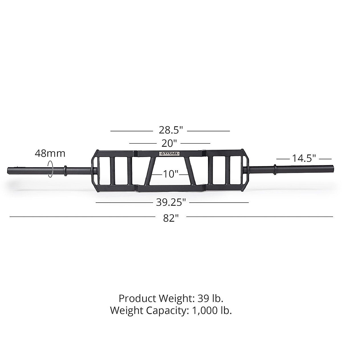 Titan Fitness Rackable Multi-Grip Camber Olympic Barbell, Rated 1,000 LB, Angled & Neutral Grip Football Barbell