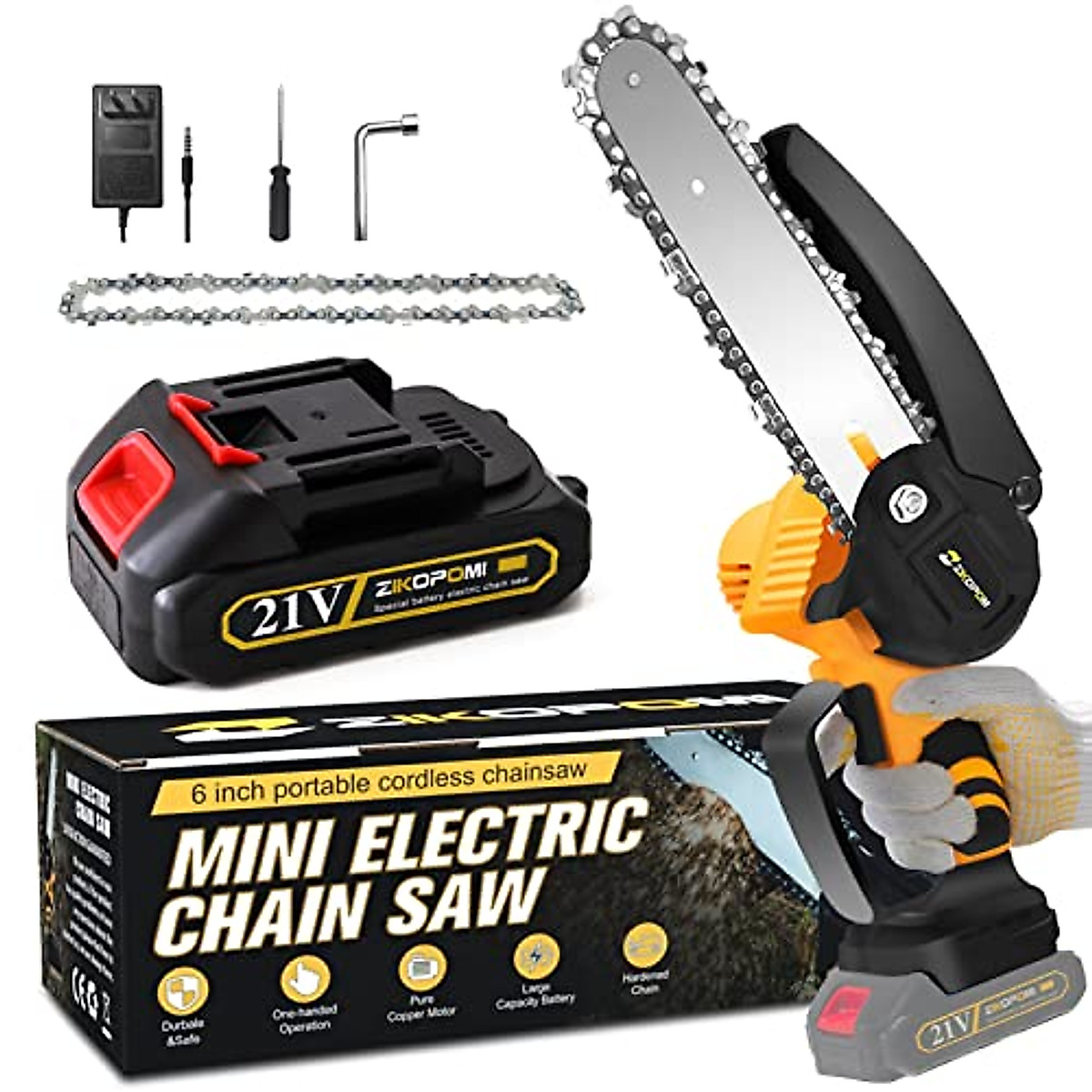 Pruning Tree Branches Handheld Battery Powered Electric Pruning Hand Saw, Can Replace Electric Pruning Shears to Trimming, Best Gift Yard Work Power Tool (One Battery&One Chain)