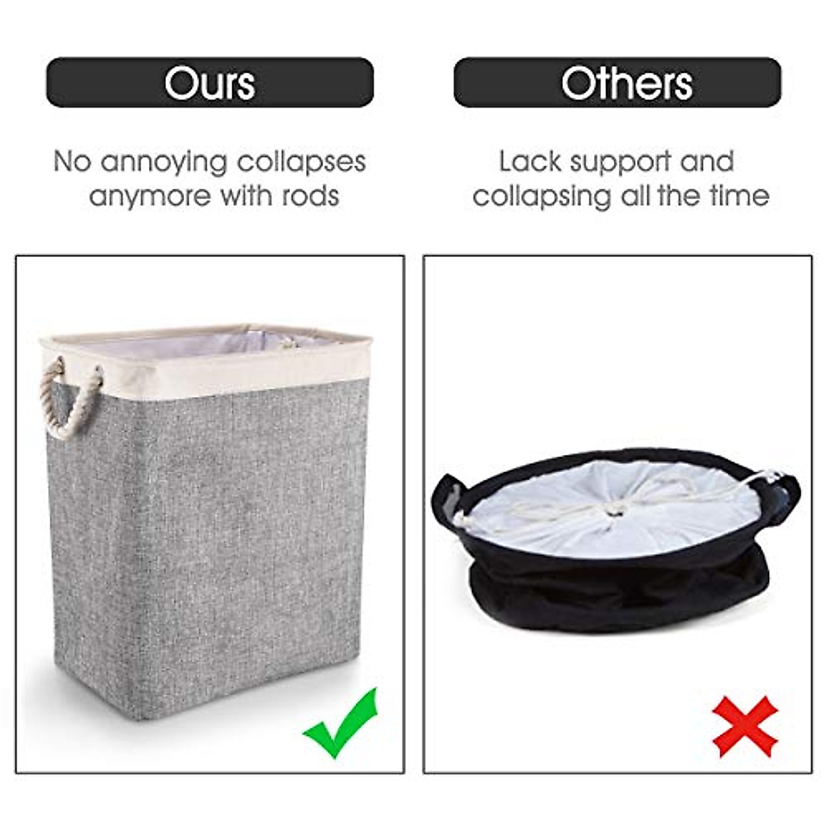 DYD Laundry Basket with Handles & Brackets Large Hamper for Kid Girl Collapsible Washing Bin Built-in Lining for Bedroom Dorm Toy Clothing Storage